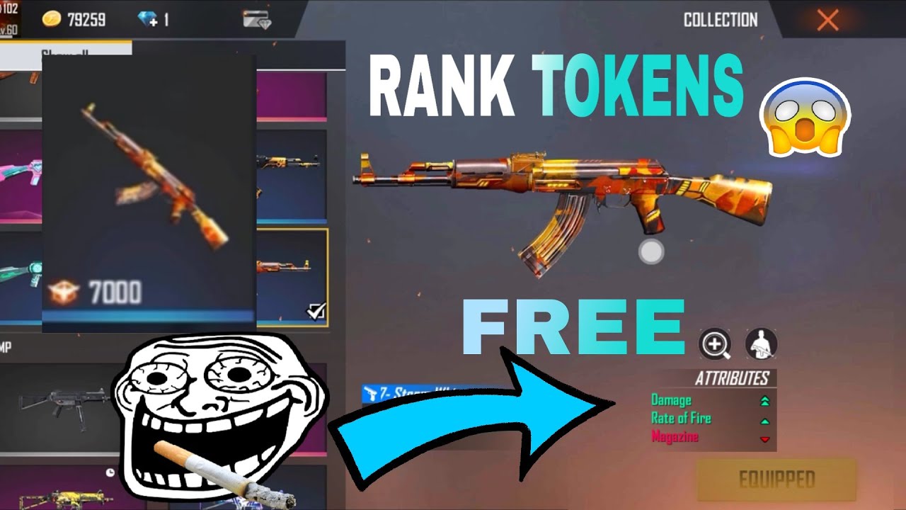 FREE FIRE RANK TOKENS NEW AK SKIN || SK VS SK GAMING || - YouTube