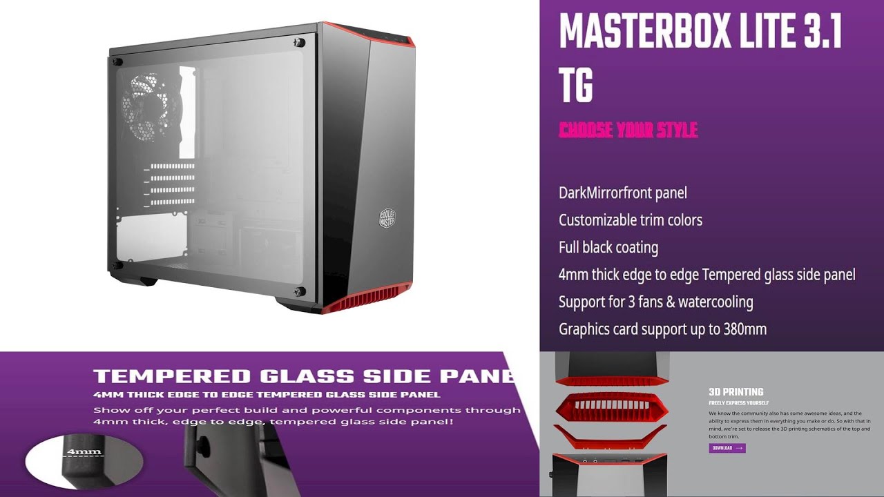 Корпус Cooler Master Masterbox Lite 3.1 TG - YouTube