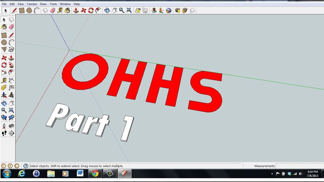 Sketchup Tutorial (2D to 3D Letters) Part 1 - YouTube