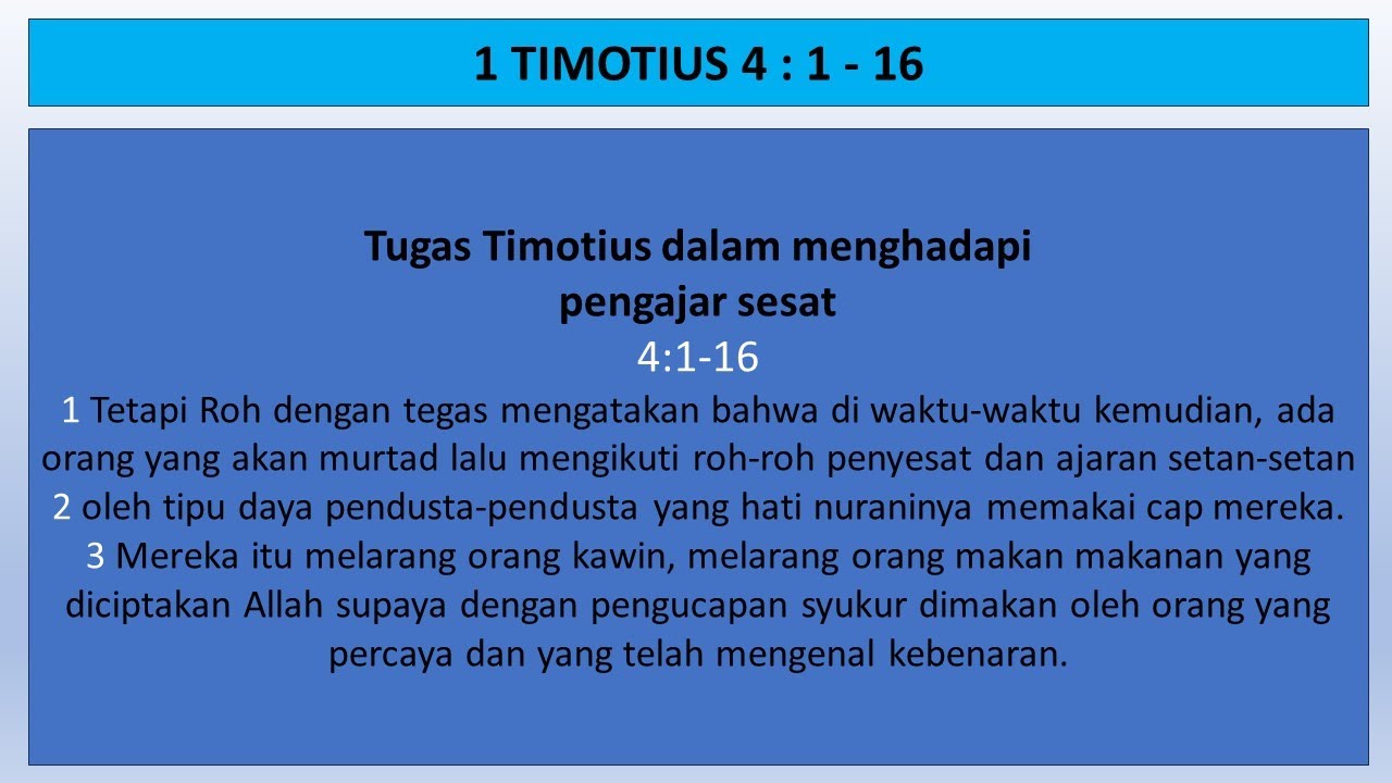 1 Timotius 4 - YouTube