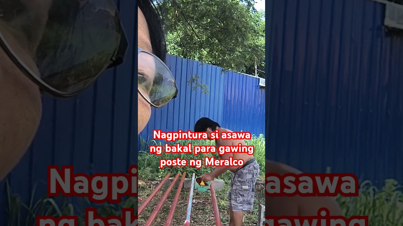 Nagpintura si asawa ng bakal para sa poste - YouTube