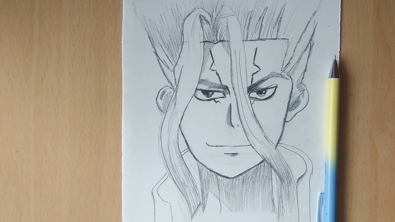 how to draw senku from dr.stone || dr.stone main character senku ...