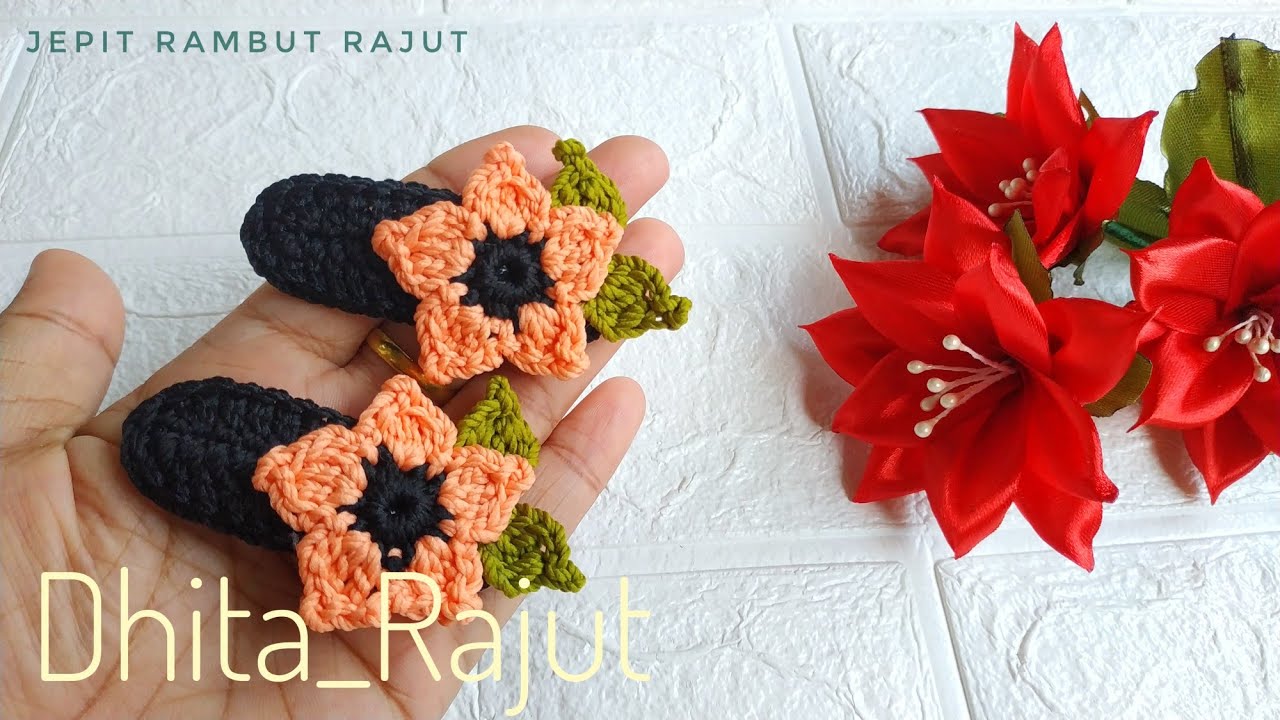 Jepit rambut bunga rajut // crochet tutorials - YouTube