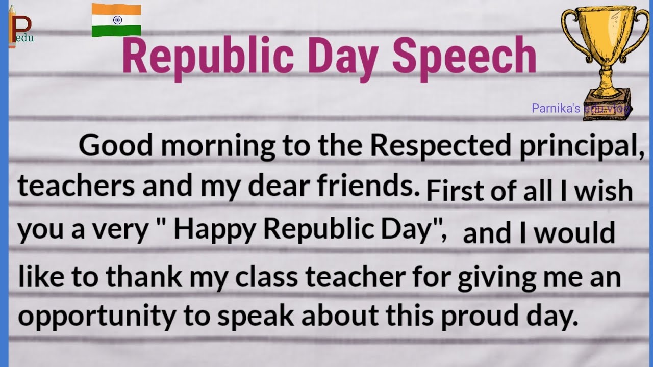 Republic day speech in English || Speech on Republic day || Essay on ...