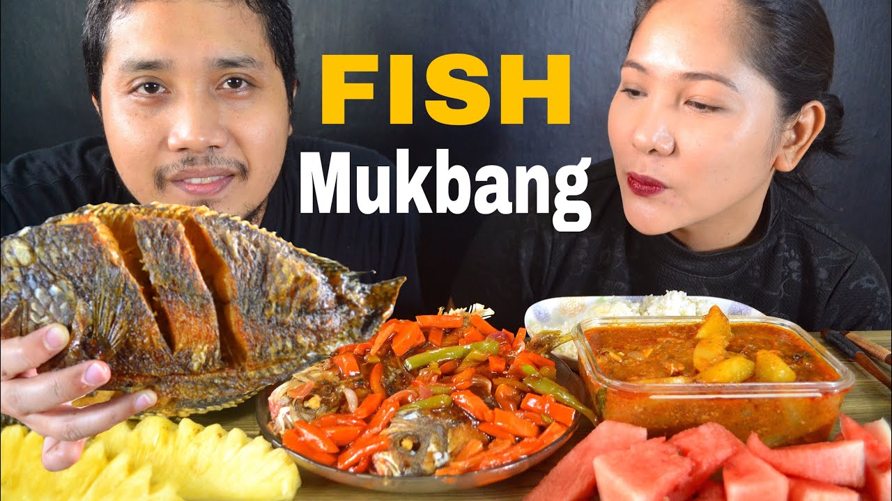 Fish Mukbang / Fish Escabeche + Fried Tilapia + Ginataang Papaya with ...