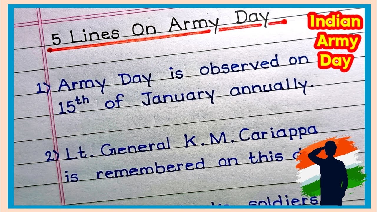 5 Lines On Army Day|| Army Day 5 Lines Essay ️ #armyday #indianarmy # ...
