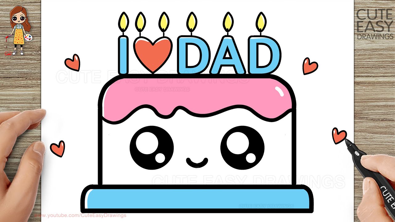 How to Draw a Cute Cake Easy for Kids and Toddlers - YouTube