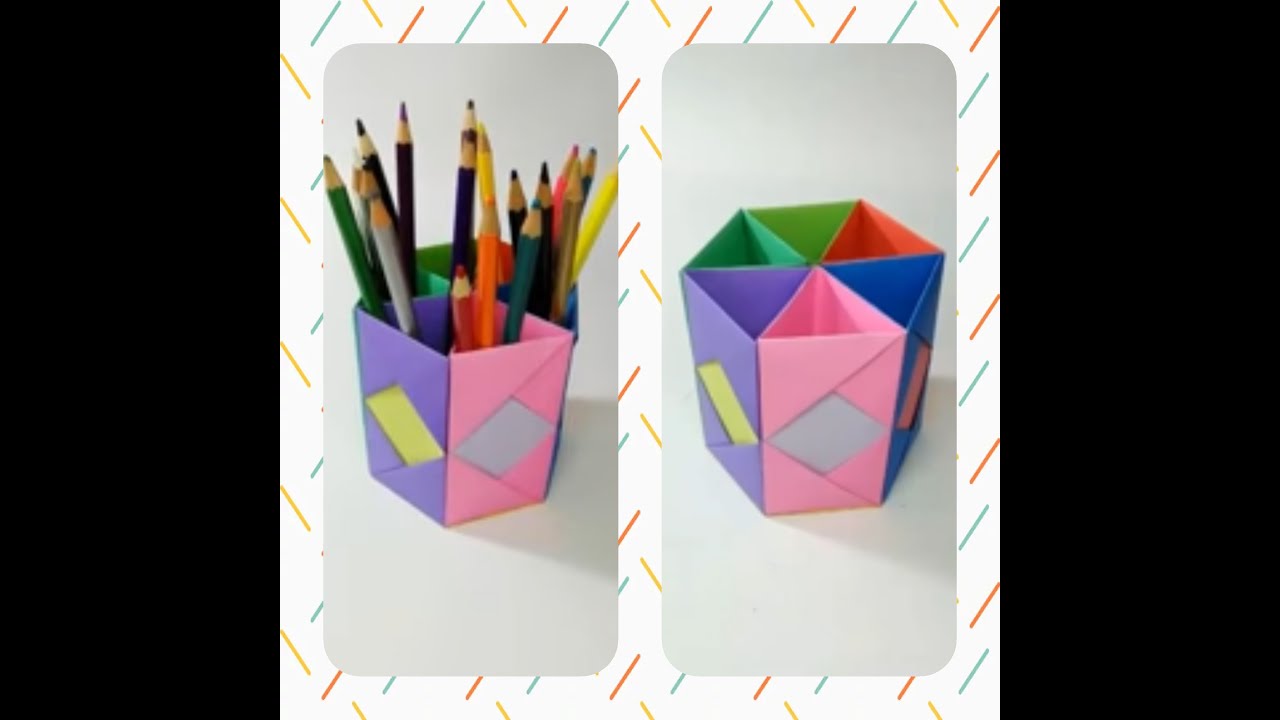 How to make paper origami pen stand | Easy..... - YouTube