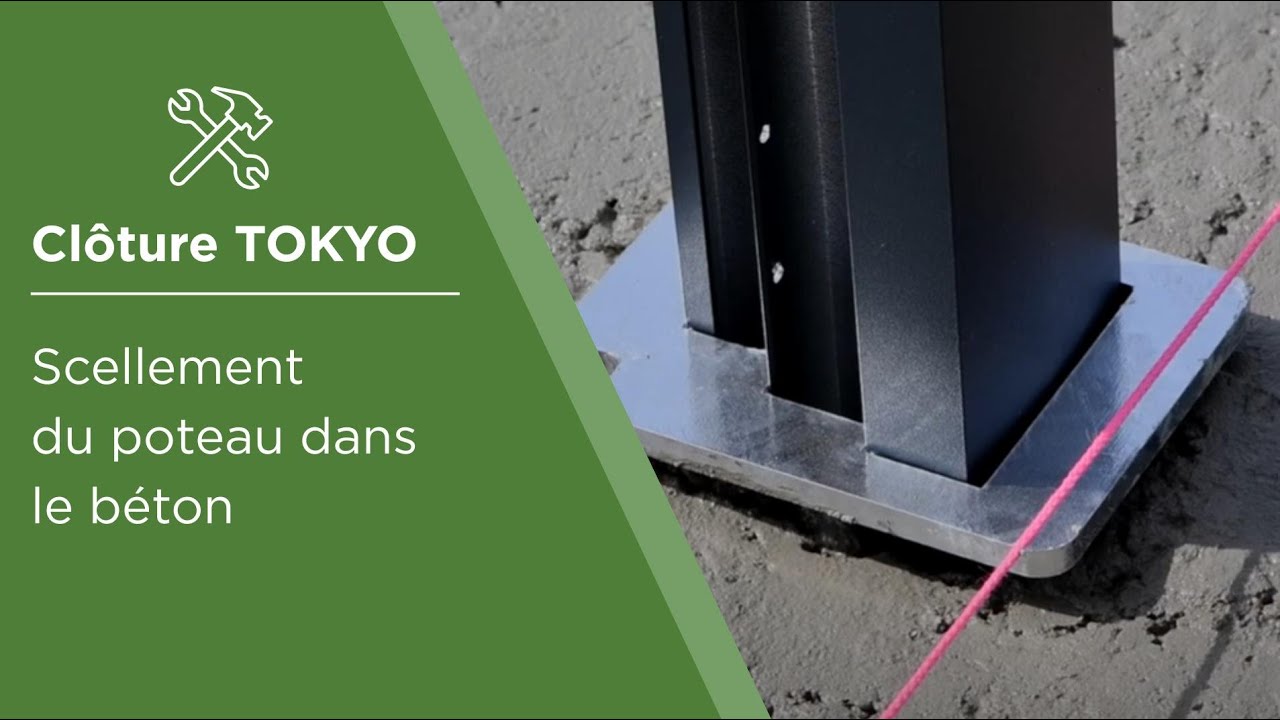 Clôture TOKYO - Scellement du poteau - YouTube