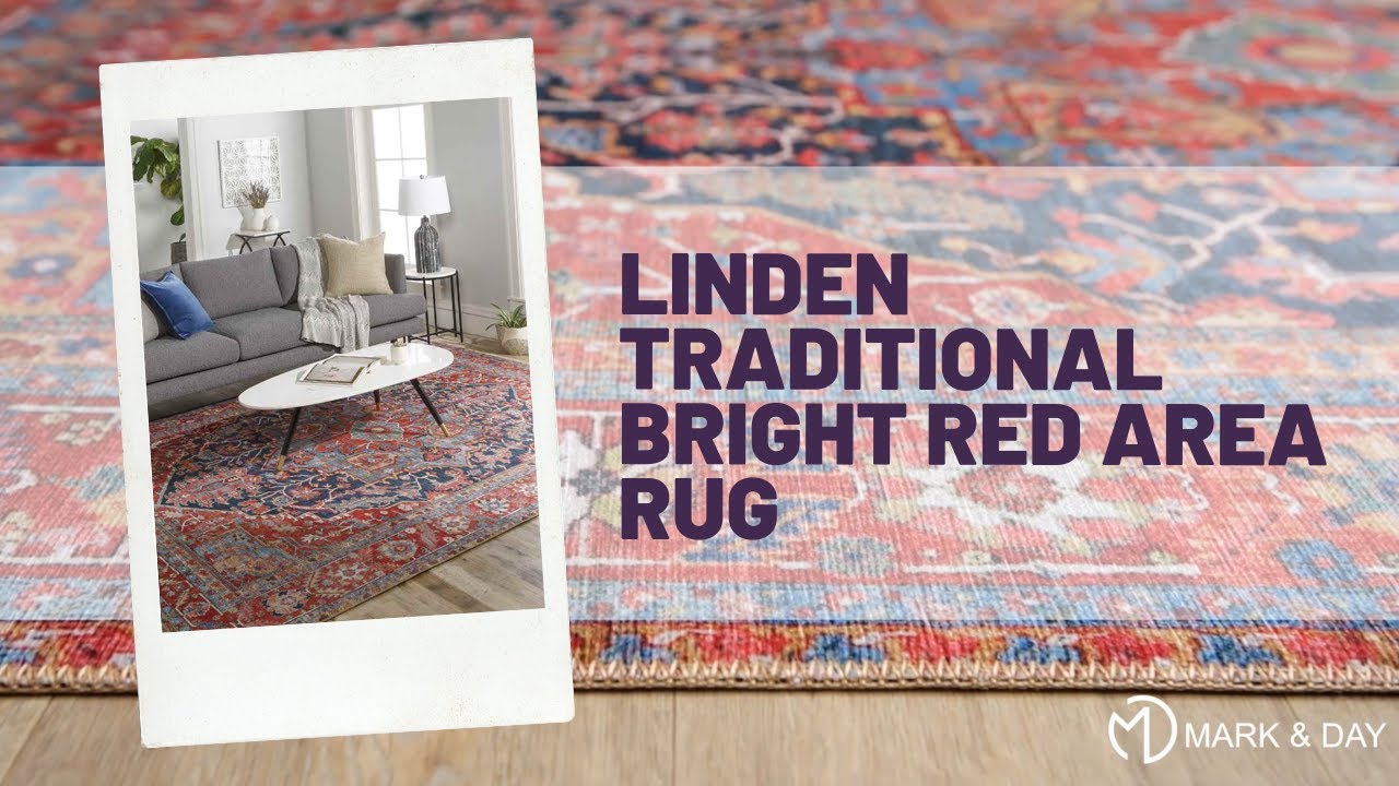 Linden Traditional Bright Red Area Rug - YouTube