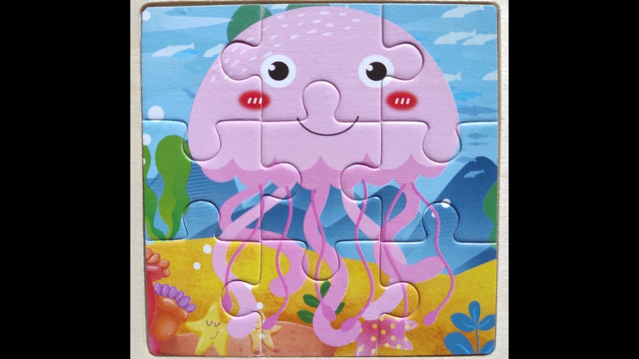 main puzzle memasang potongan gambar puzzle ubur ubur - YouTube