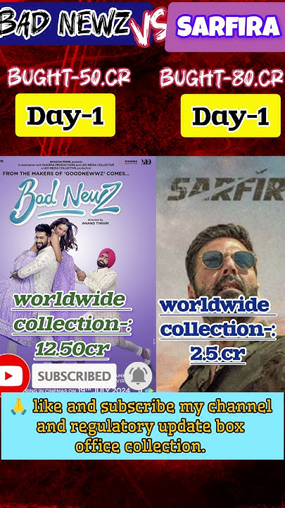 Bad Newz Fast Day Box Office Collection Sarfira Vs Bad Newz Day1
