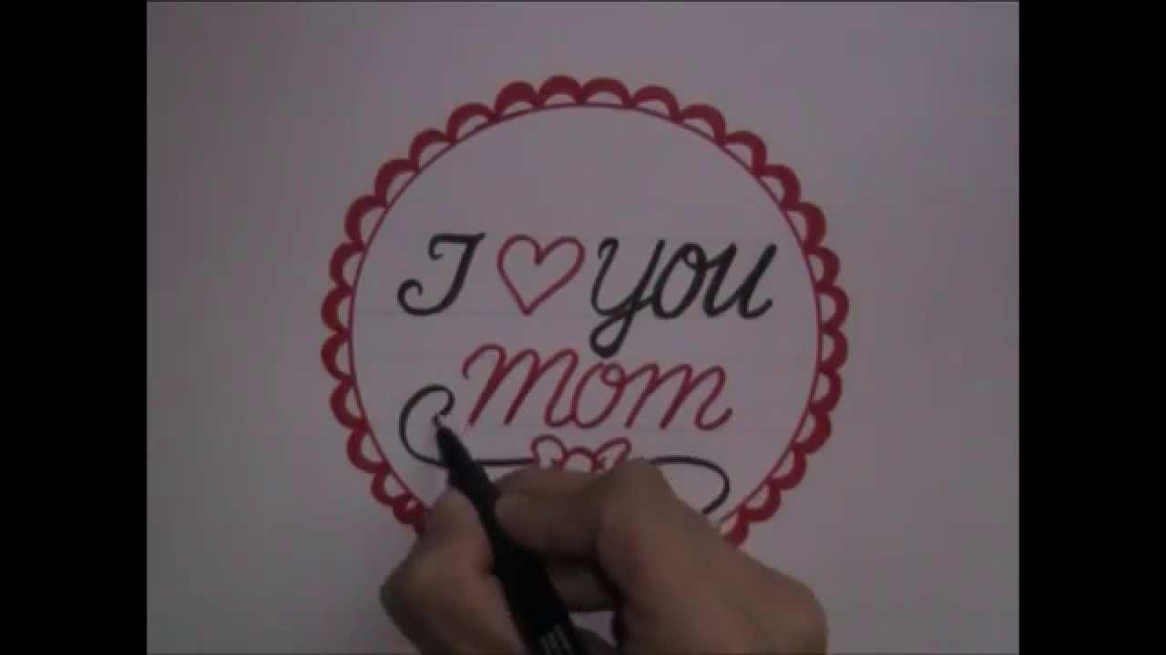 cursive letters - how to write in cursive I ♥ you mom - YouTube
