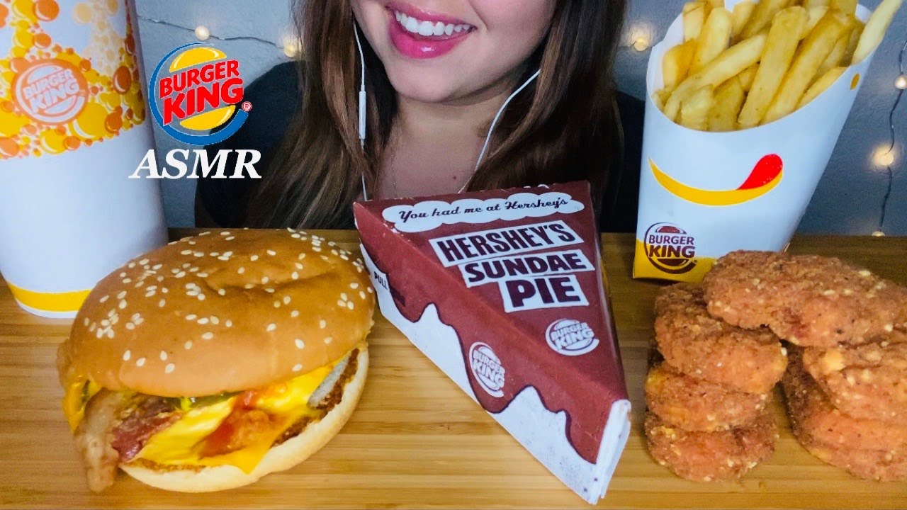 ASMR BURGER KING BACON CHEESEBURGER MUKBANG (Collab With asmr. DMbites ...