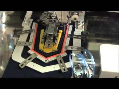 Rambo automatic pocket setter with Brother head - YouTube
