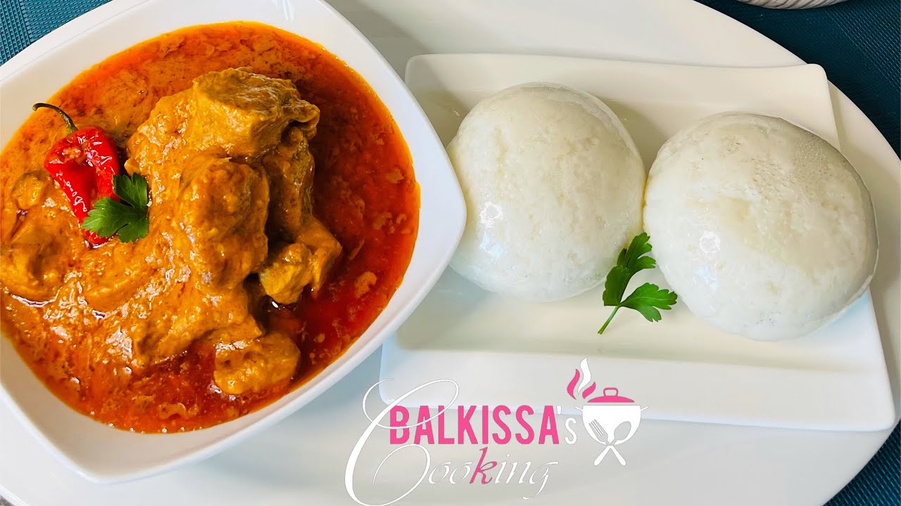 Fufu de riz au to de riz(Mouguila)sauce pâte d’arachide ou mafé - YouTube