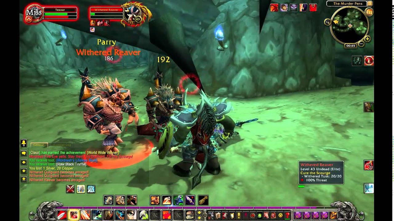 Wolrd of Warcraft - Razorfen Downs - Solo - Prot Warrior - 43 to 45 ...