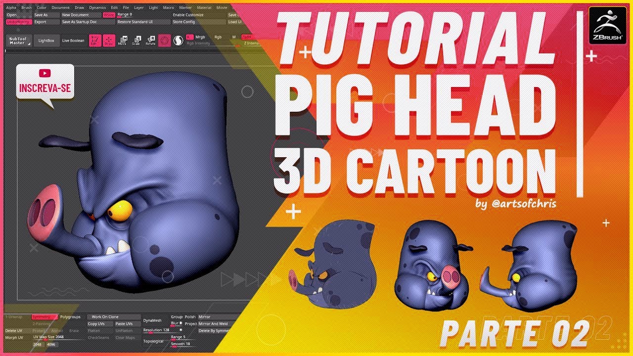 MINI CURSO DE ZBRUSH 3D CARTOON | DETALHAMENTO (PARTE 02) - YouTube