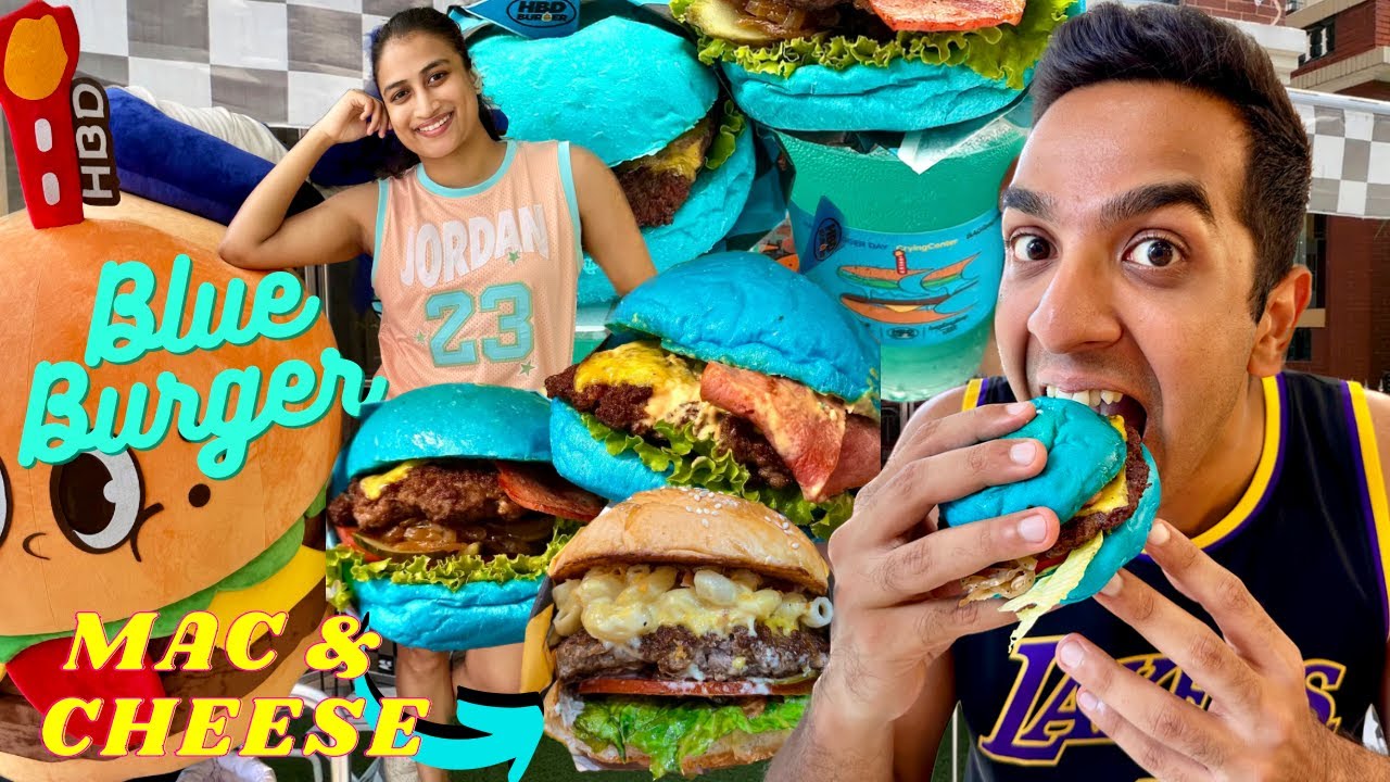 BEST BURGERS IN CHINA! | BLUE BURGER MEAL + MAC & CHEESE BURGER | GUANGZHOU - YouTube