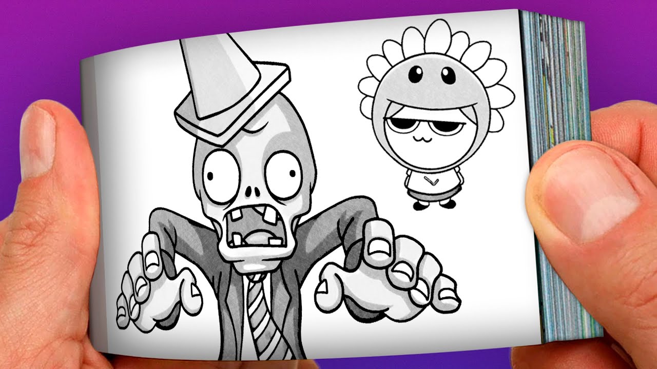 FNF Pow Sky Meets Zombie | Black Pencil Flip Book - YouTube