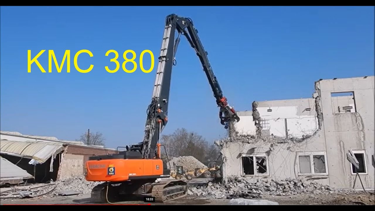 Excavator KMC 380 S - longfront - demolition site #2 - YouTube