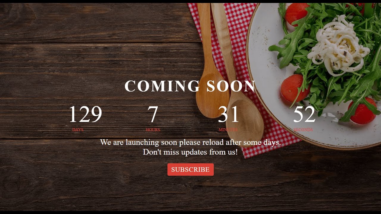 Responsive Coming soon page using html css and javascript.Source code ...