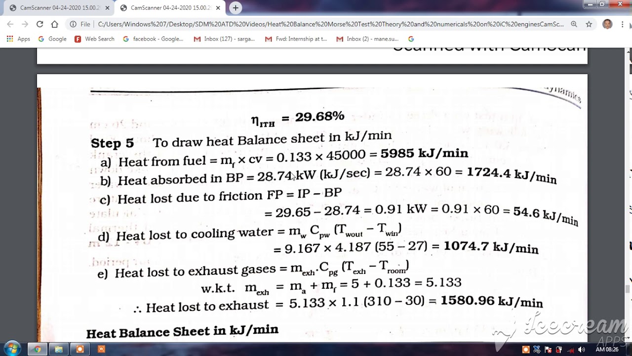 IC Engine Numerical 12 Part 2 Heat Balance Sheet - YouTube