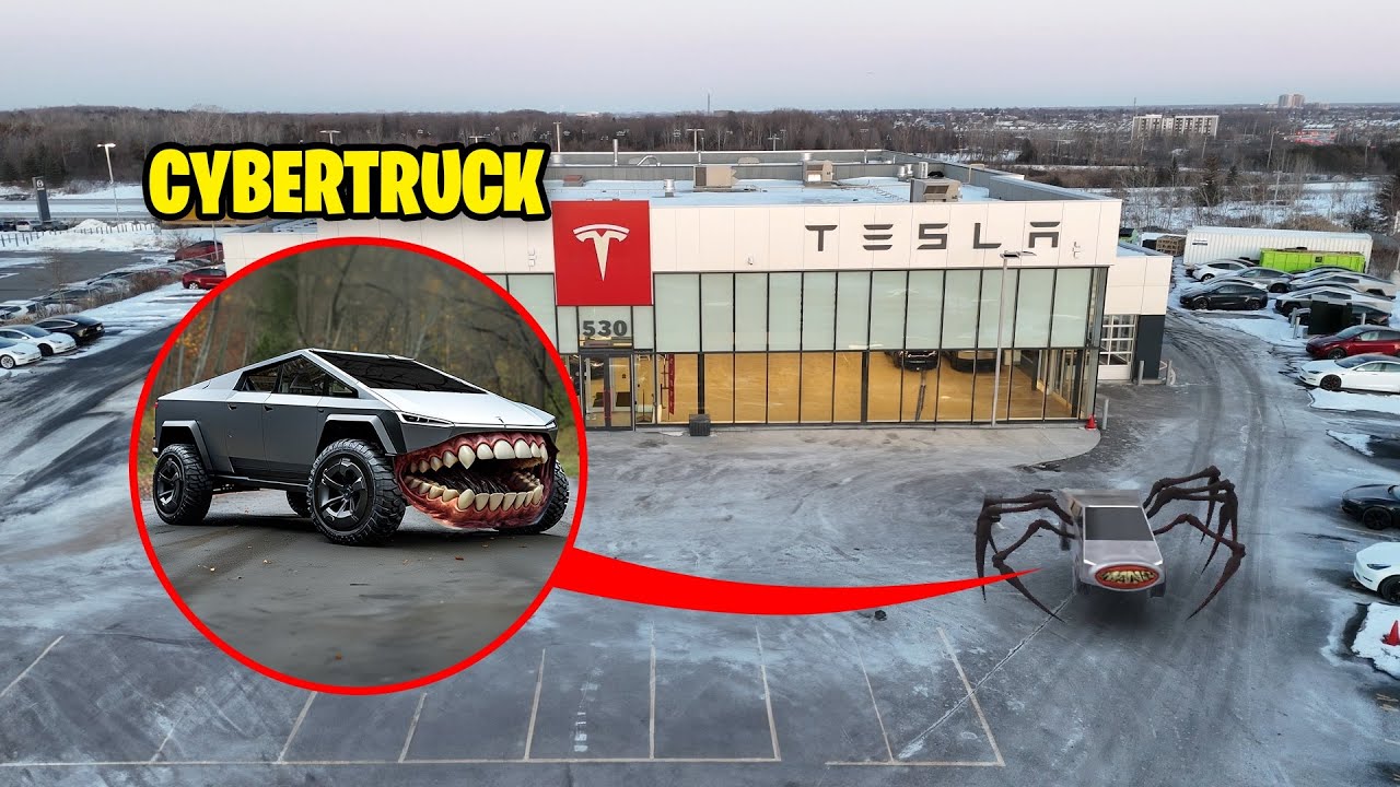 Drone Catches CYBERTRUCK EATER IN REAL LIFE!! (TESLA CAR EATER) - YouTube