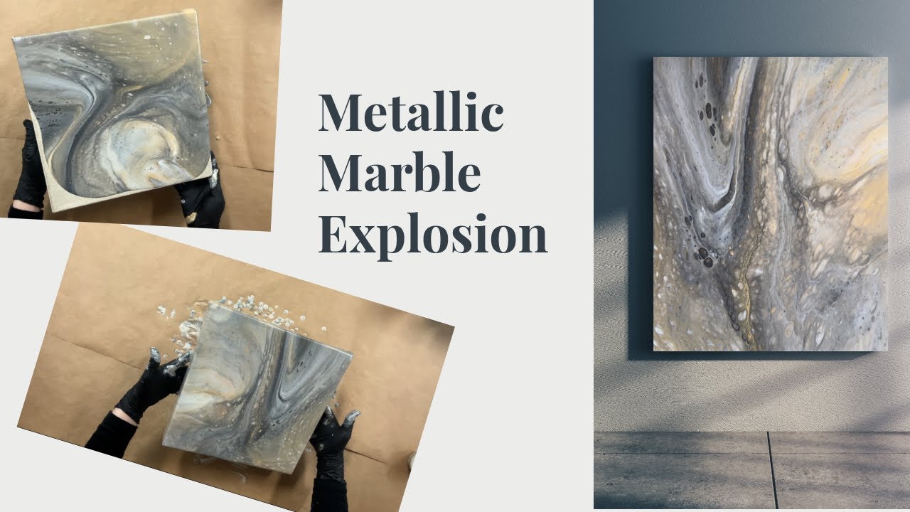 Explosive Metallic Marble! Grenade Acrylic Pouring with a Dirty Cup ...
