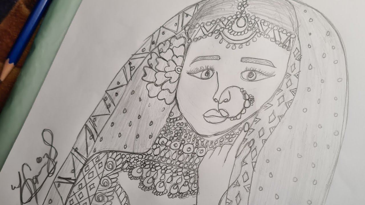 how to draw a indian bridal sketch step by step beautiful bride ️😍# ...