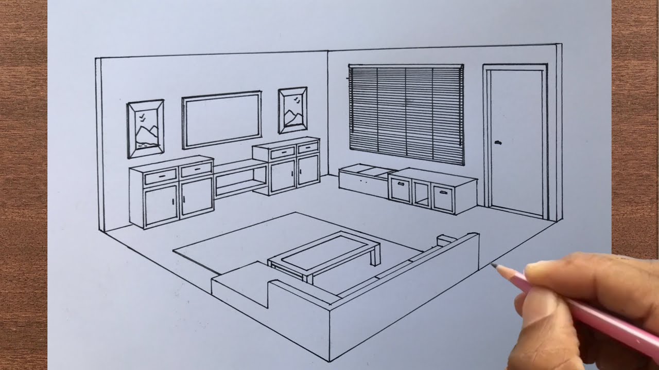 How to Draw a Room in 2 Point Perspective - YouTube
