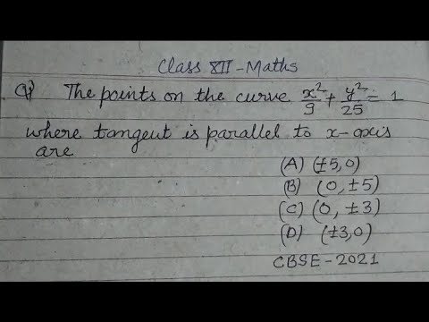The points on the curve x²/9 + y²/25 = 1 where tangent is parallel to x ...