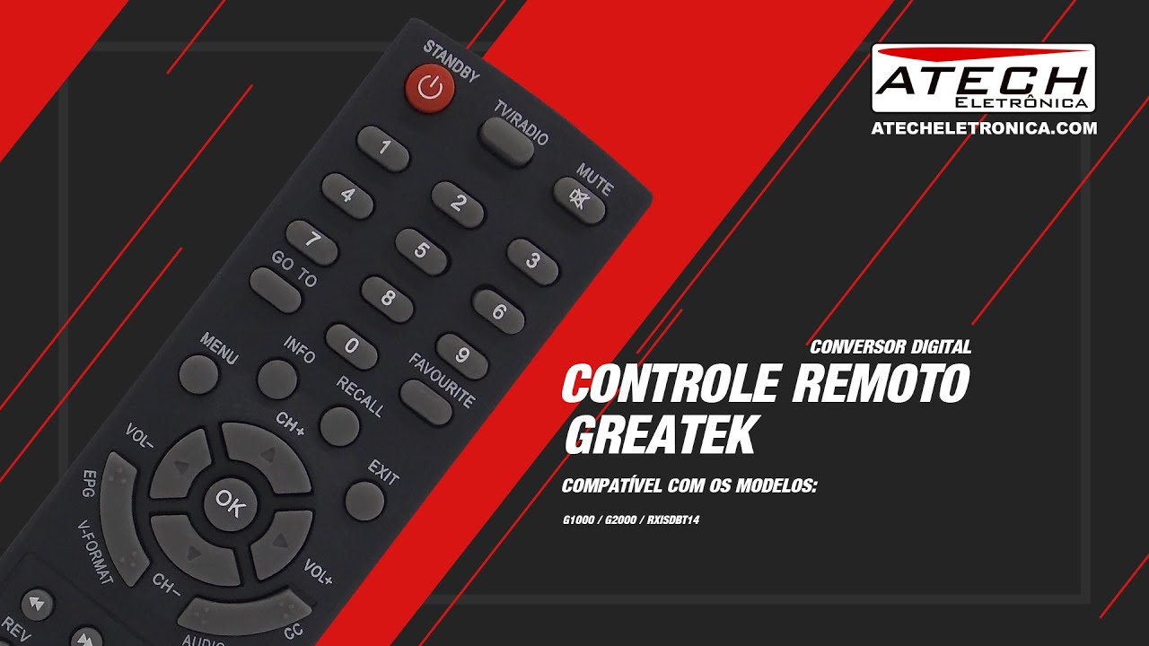 Controle Remoto Conversor Digital Greatek G1000 (780295) - YouTube
