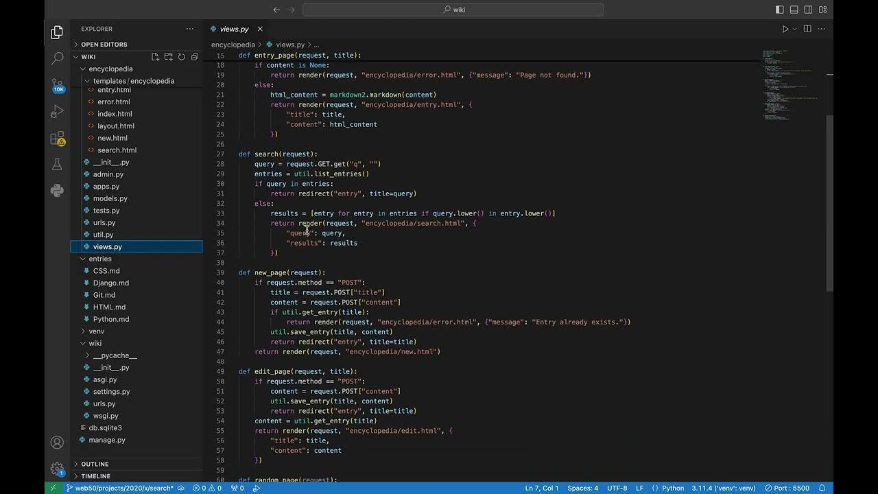 CS50’s Web Programming with Python and JavaScript - Wiki - YouTube