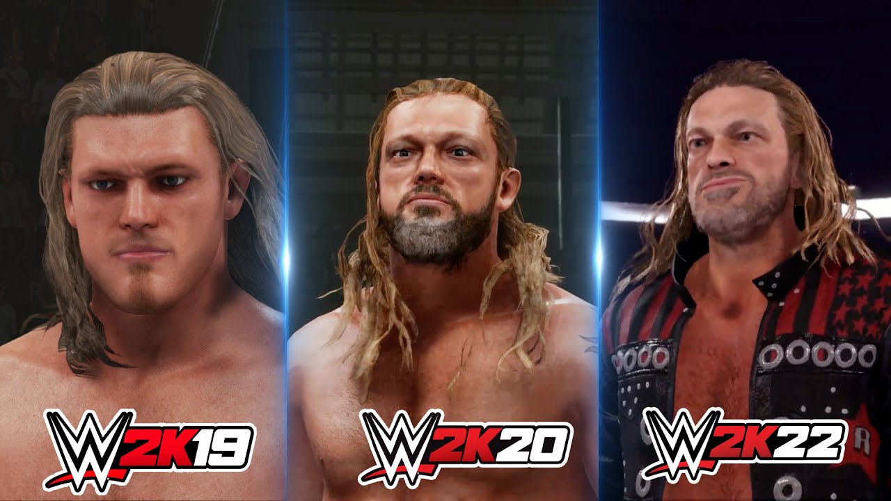 Edge Side by Side Comparison in WWE 2k22 vs WWE 2k20 vs WWE 2k19 - YouTube