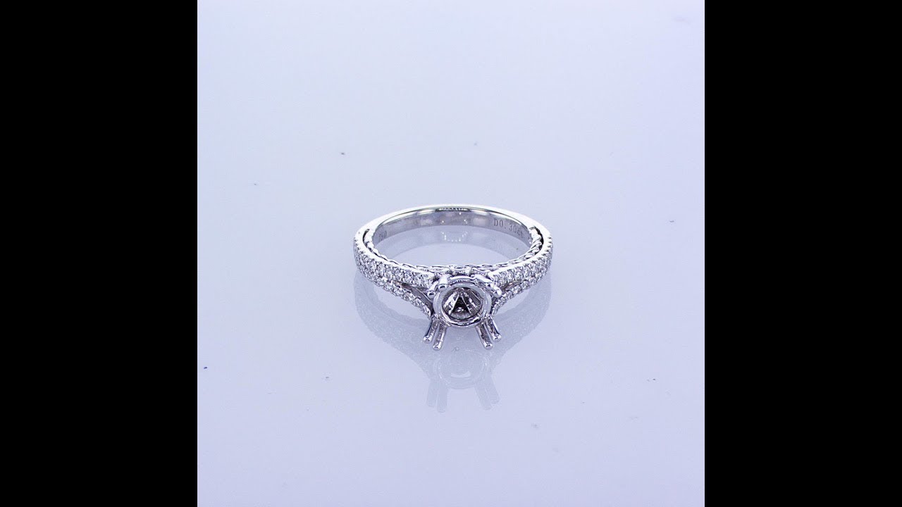 0.30ct 18KT WHITE GOLD SPLIT SHANK PAVE DIAMOND SETTING WITH DOUBLE ...