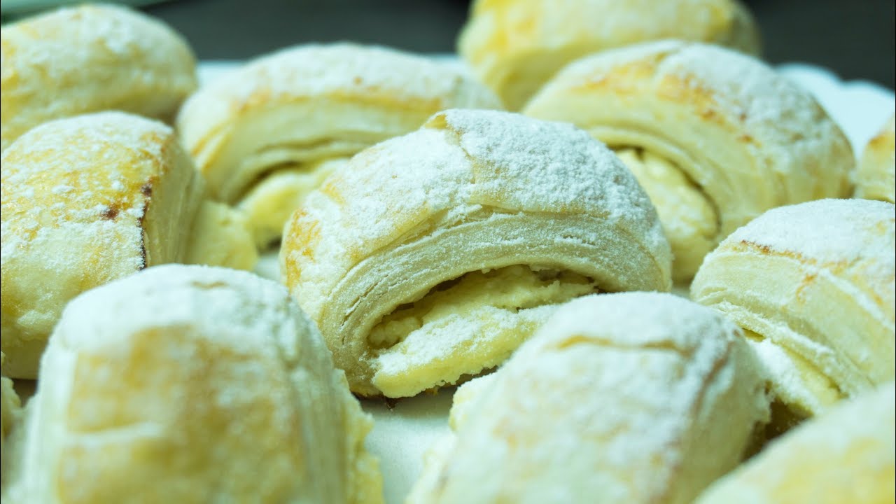 Puff Pastry Rolls with Cottage Cheese - YouTube