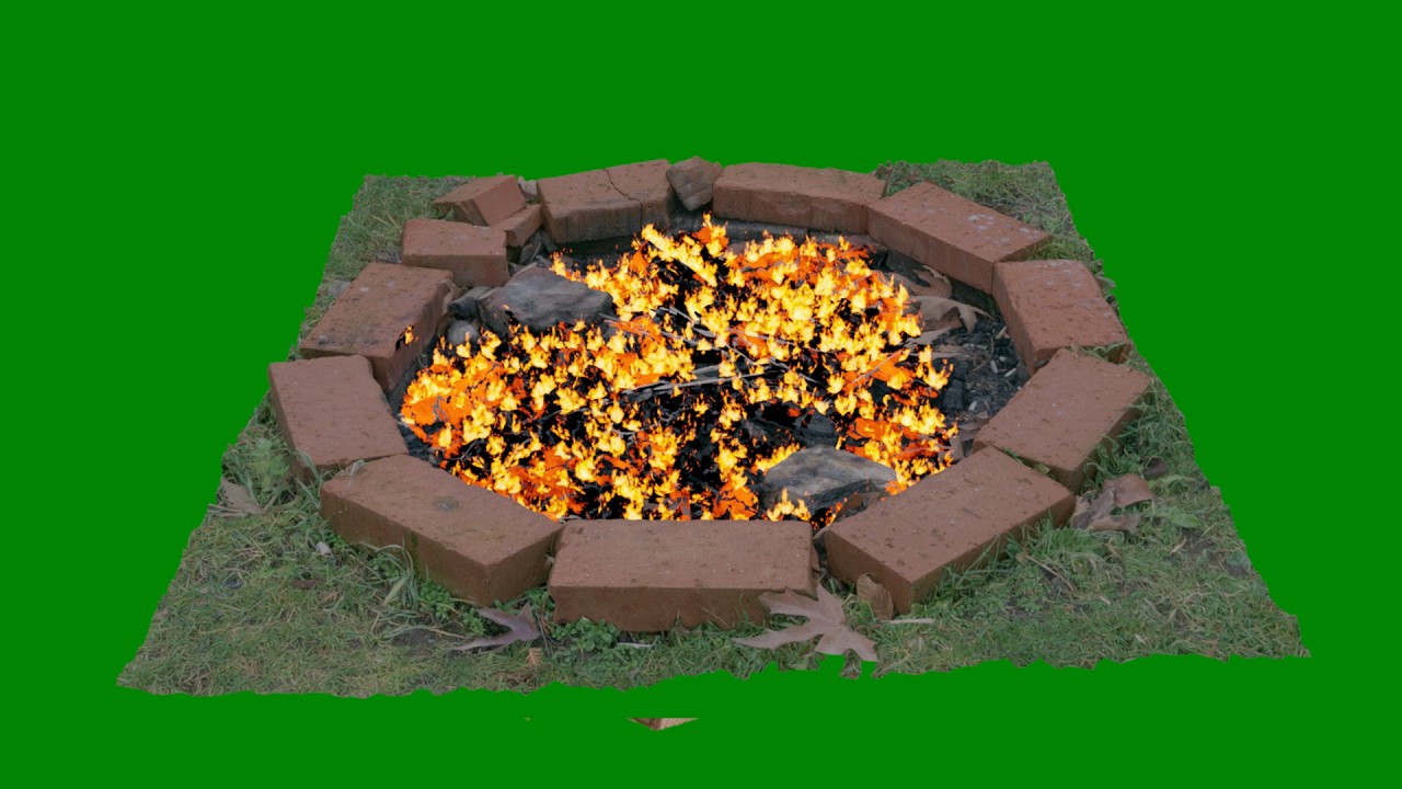 Round Red Brick Campfire 3D Model | Fire Animation Green Screen ...
