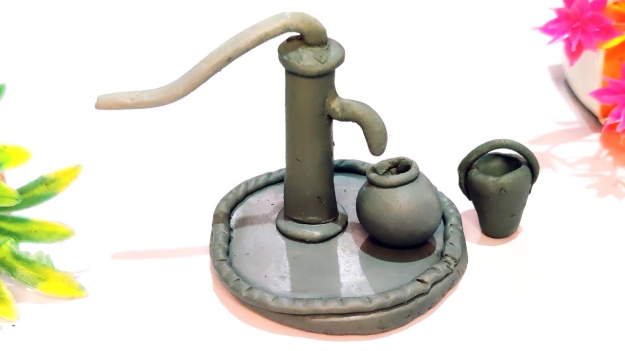 How To Make Miniature water pump with Clay || Miniature Clay kitchenset ...
