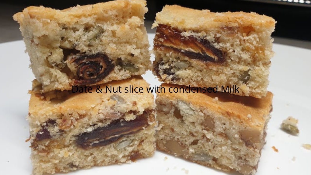 Date & Nut slice with Condensed Milk - YouTube