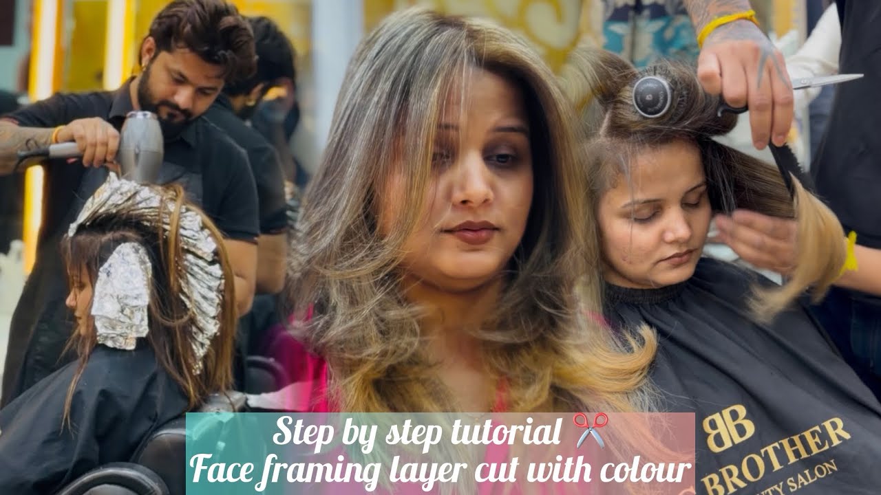 💈Step by step tutorial face framing layers cut ️with hair colour🎨💇‍♀️ ...