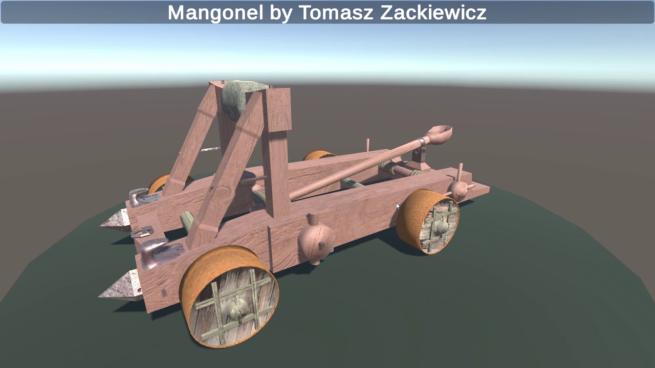 Mangonel - a type of catapult, made in Blender, rendered in Unity - YouTube