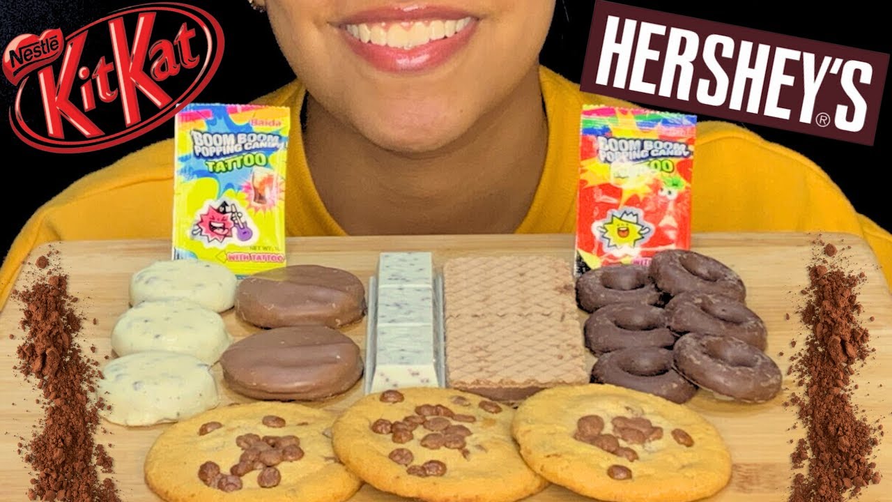 ASMR WHIT CHOCOLATE DESSERT RACE GIANT MILKA ALFAJOR, HERSHEY , FERRERO ...