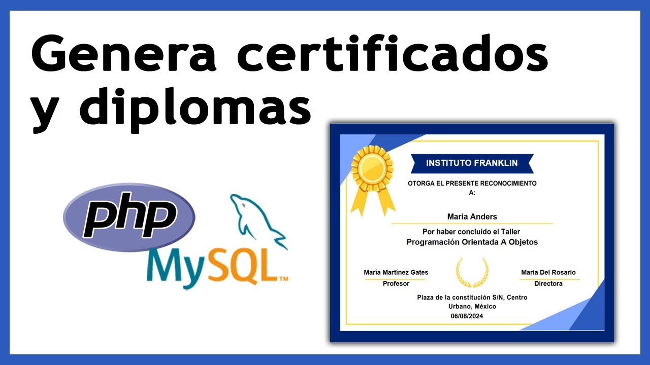🎓 Genera certificados y diplomas automáticamente con PHP y MySQL - YouTube