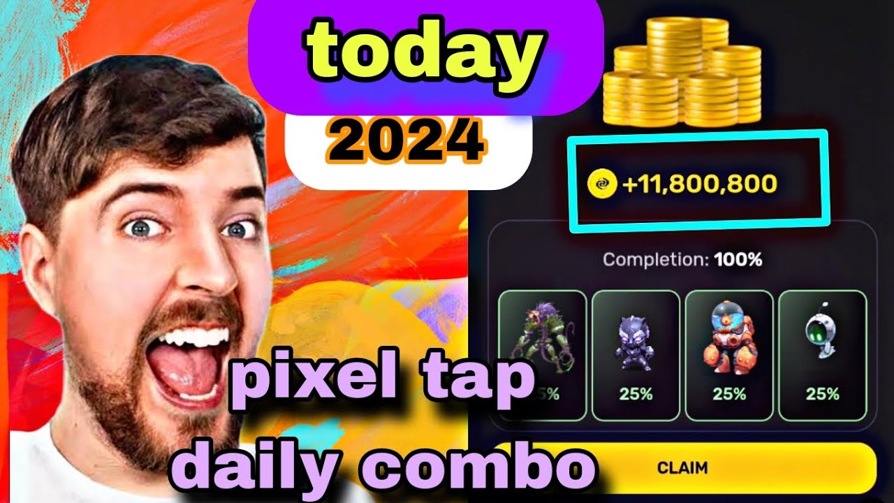 Pixel tap by pixelverse daily combo 5 July 2024 100% completion - YouTube