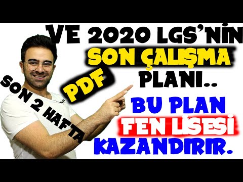 2020 LGS'nin Son Çalışma Planı  | Bu Plan FEN LİSESİ Kazandırır.  | Son Hafta Taktikleri  | LGS 2020