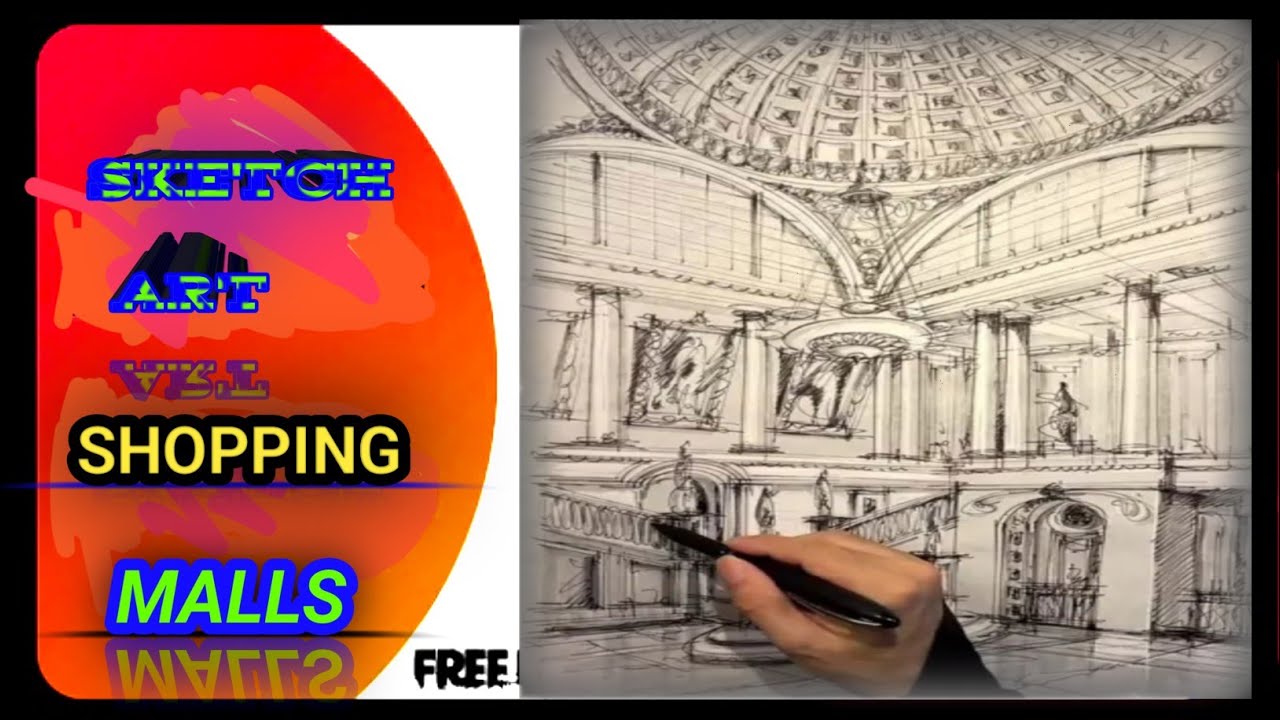 How to draw a building of shopping malls in 2 -point perspective way ...