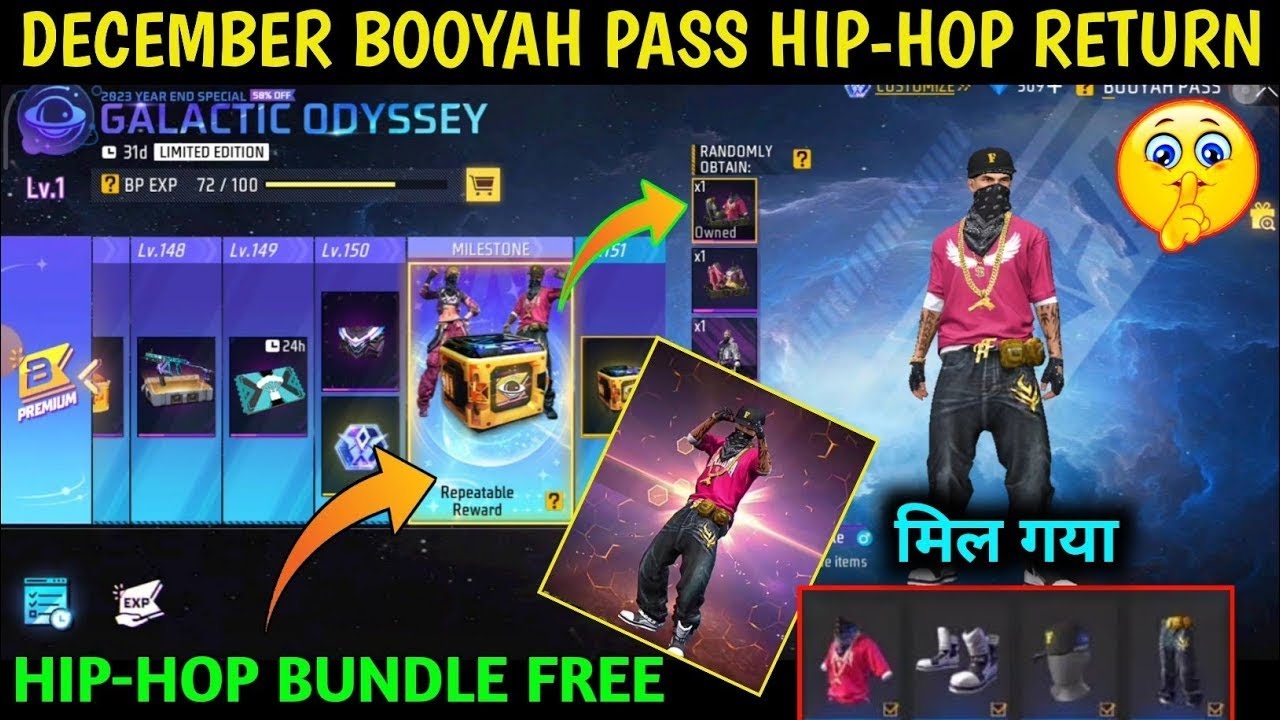 HIP HOP BUNDLE BOOYAH PASS| FREE FIRE NEW EVENT| FF NEW EVENT TODAY ...