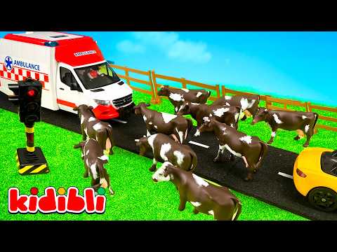 The animals are blocking the toy cars' path! | Cartoon for Kids | Kidibli
