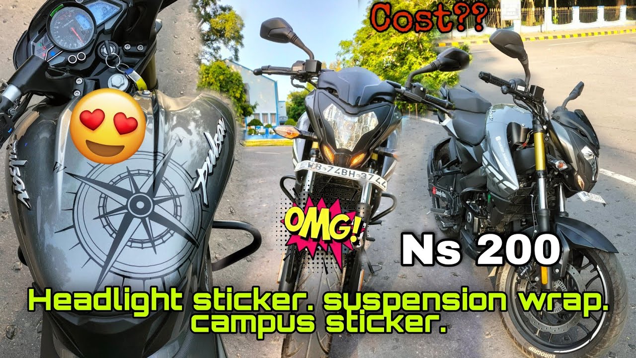 Pulsar ns 200 bs6|| Modification|| stickering|| campus stickering on ns ...